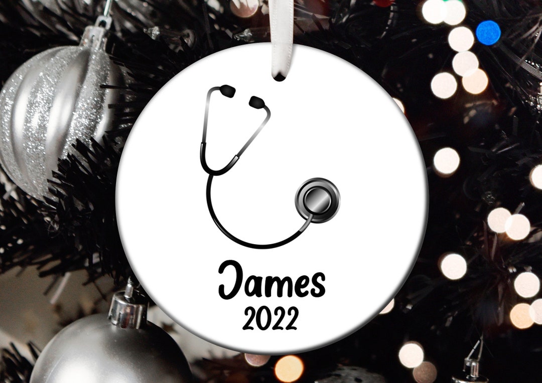 Personalized Stethoscope Christmas Ornament, Stethoscope Santa Ornament ...