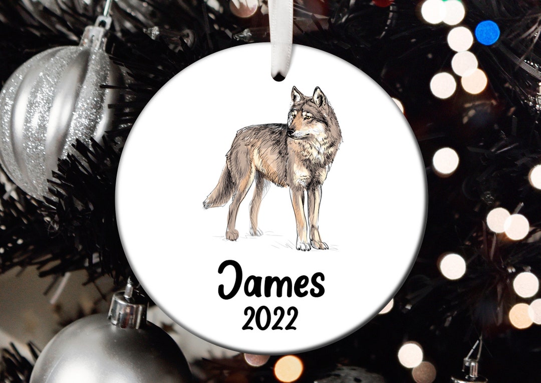 Personalized Wolf Christmas Ornament, Wolf Santa Ornament, Wolf Tree ...