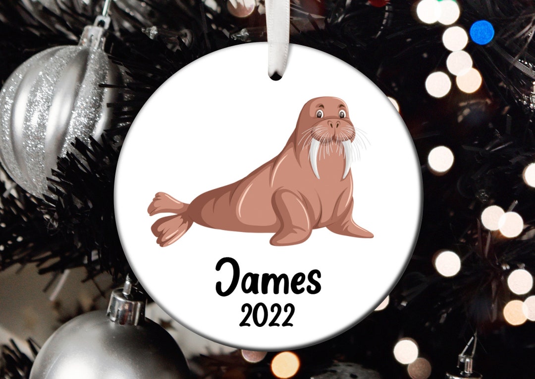 Personalized Walrus Christmas Ornament, Walrus Santa Ornament, Walrus ...