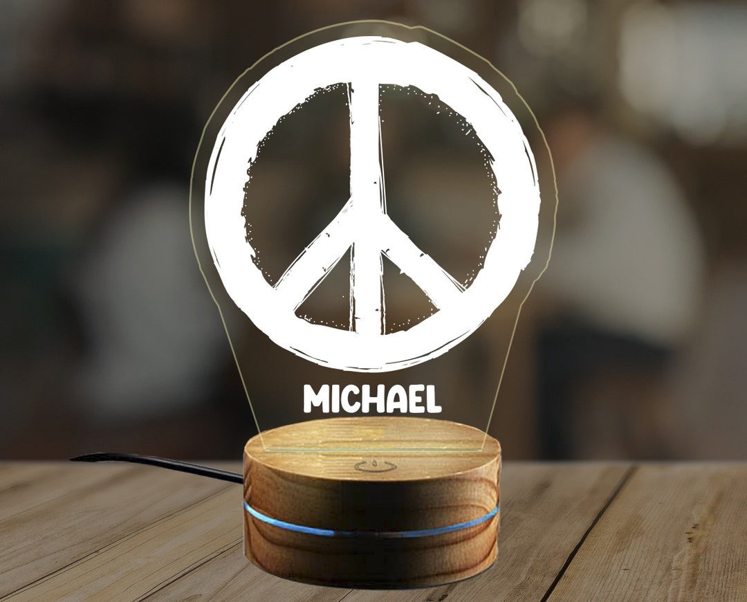 Personalized Peace Sign Night Light, Peace Sign Gift, Peace Sign ...