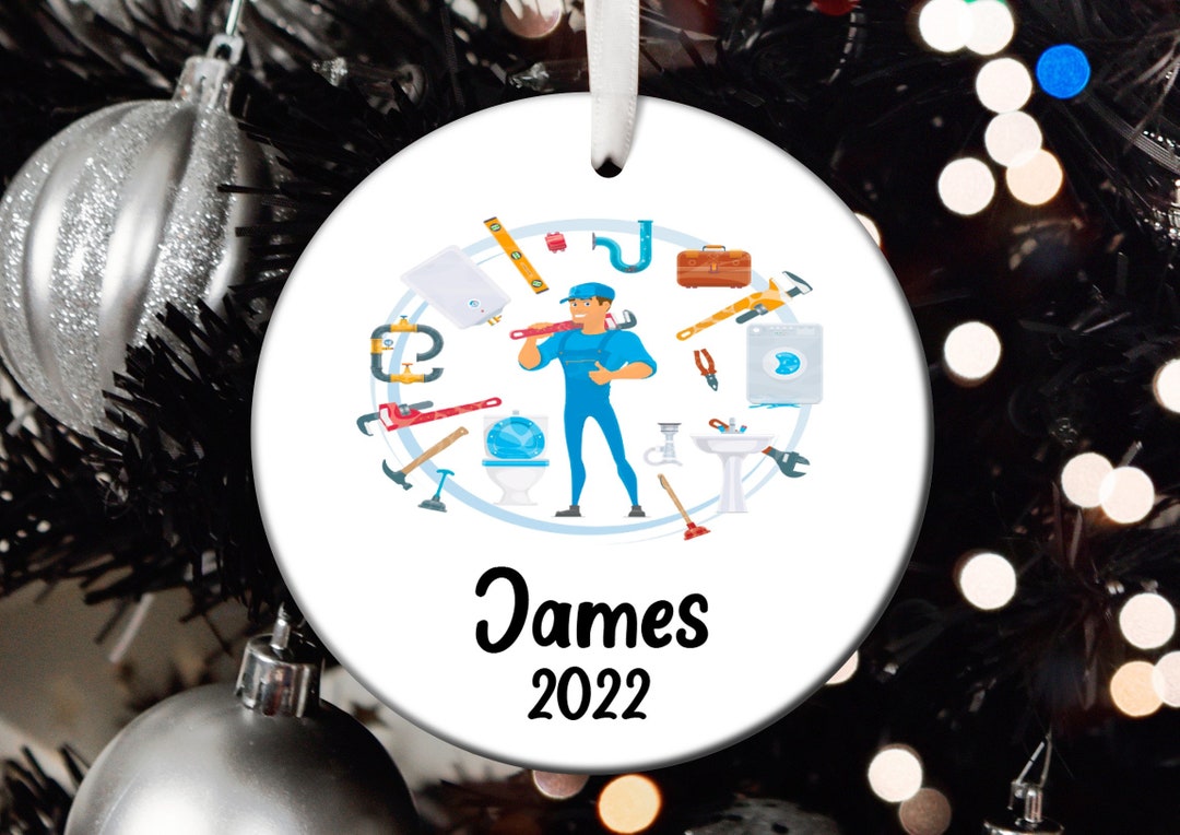 Personalized Plumber Christmas Ornament, Plumber Santa Ornament ...