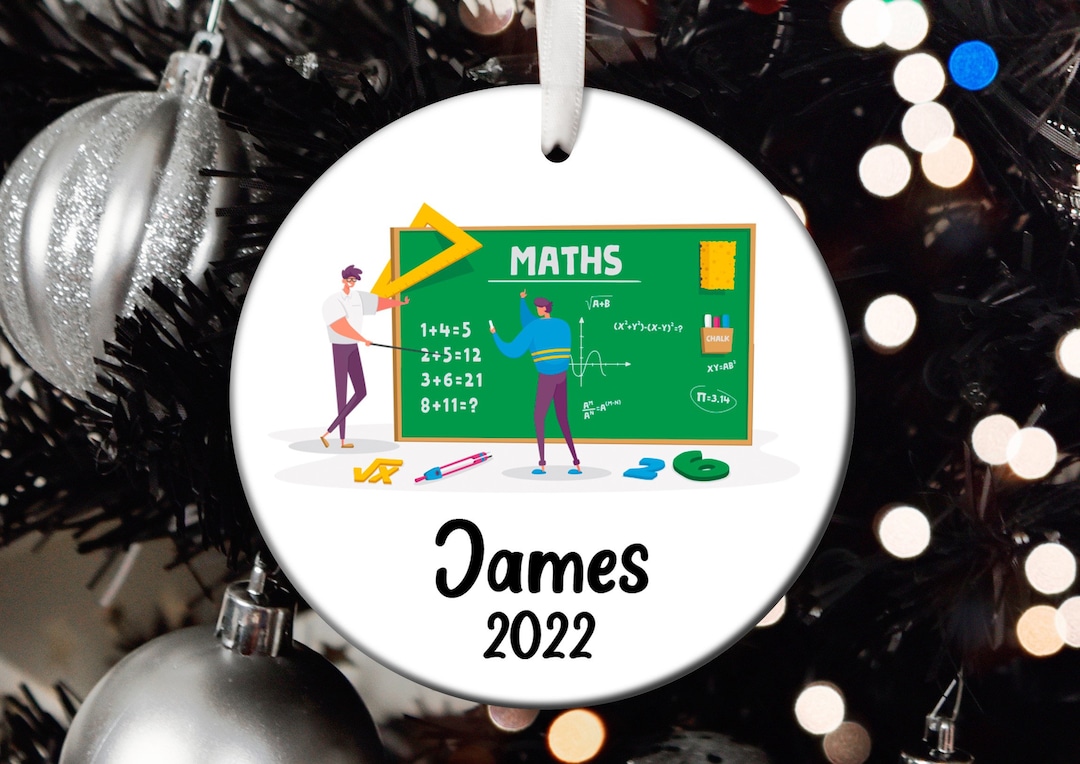 Personalized Math Teacher Christmas Ornament, Math Teacher Santa ...