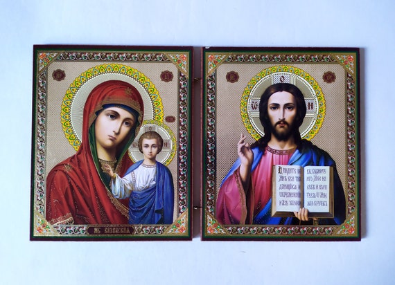 Folding Orthodox Wedding Couple Icons Mother of God | Etsy