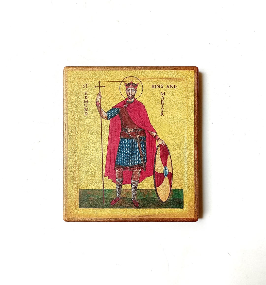 Christian Icon of the Saint Edmund King and Martyr, Handmade, Wooden ...