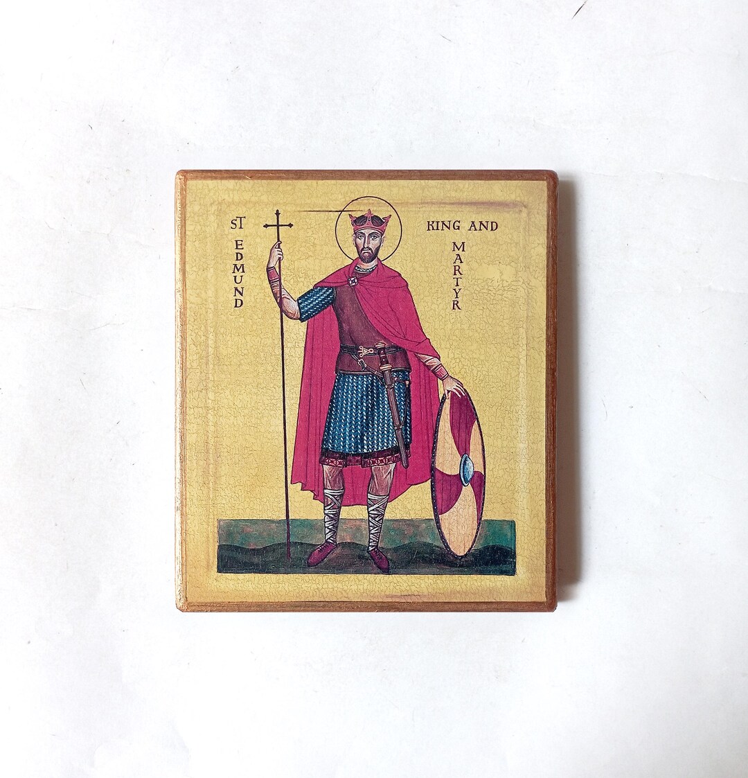 Christian Icon of the Saint Edmund King and Martyr, Handmade, Wooden ...