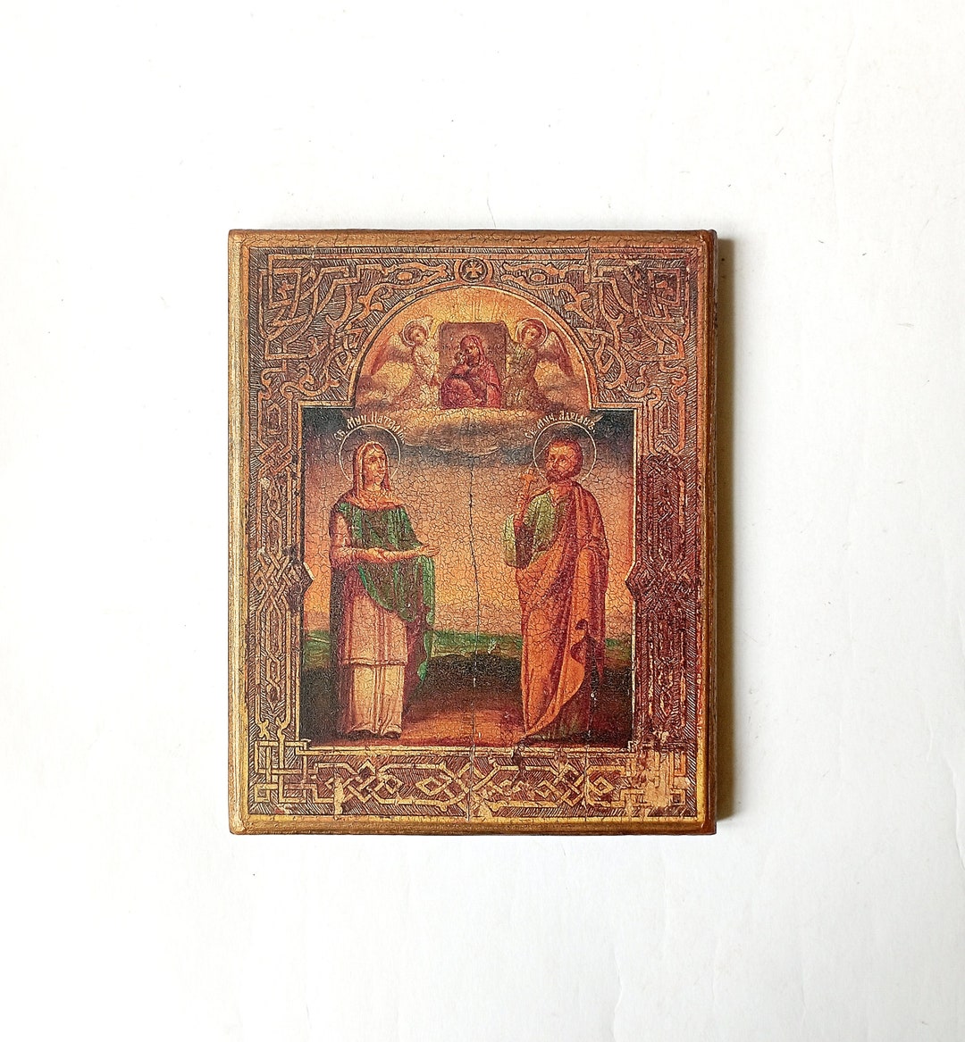Christian Orthodox Icon of St. Adrian and Natalia in Prayer Before the ...