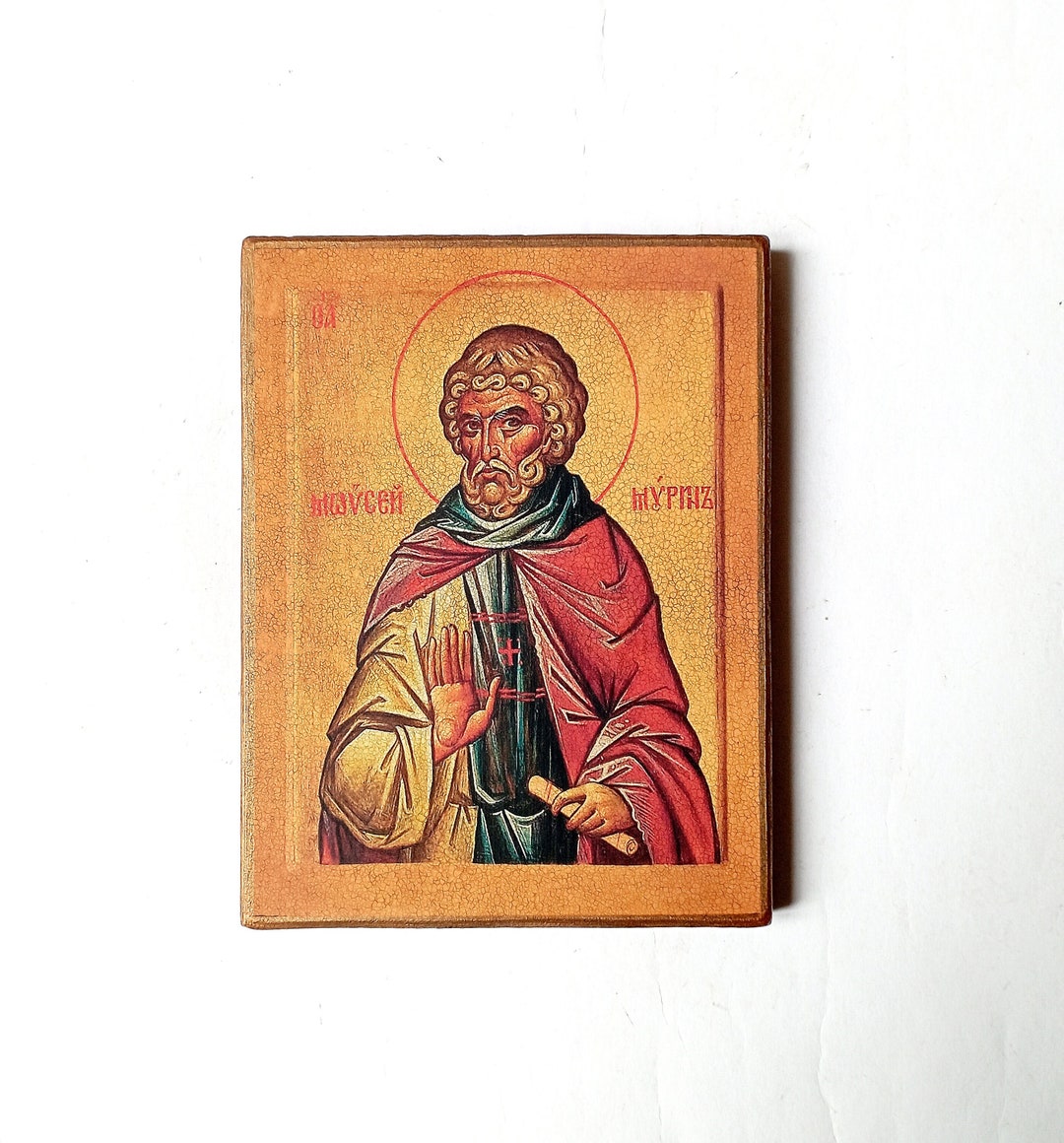 Christian Icon of St Moses the Black, the Ephiopian, Handmade, Wooden ...