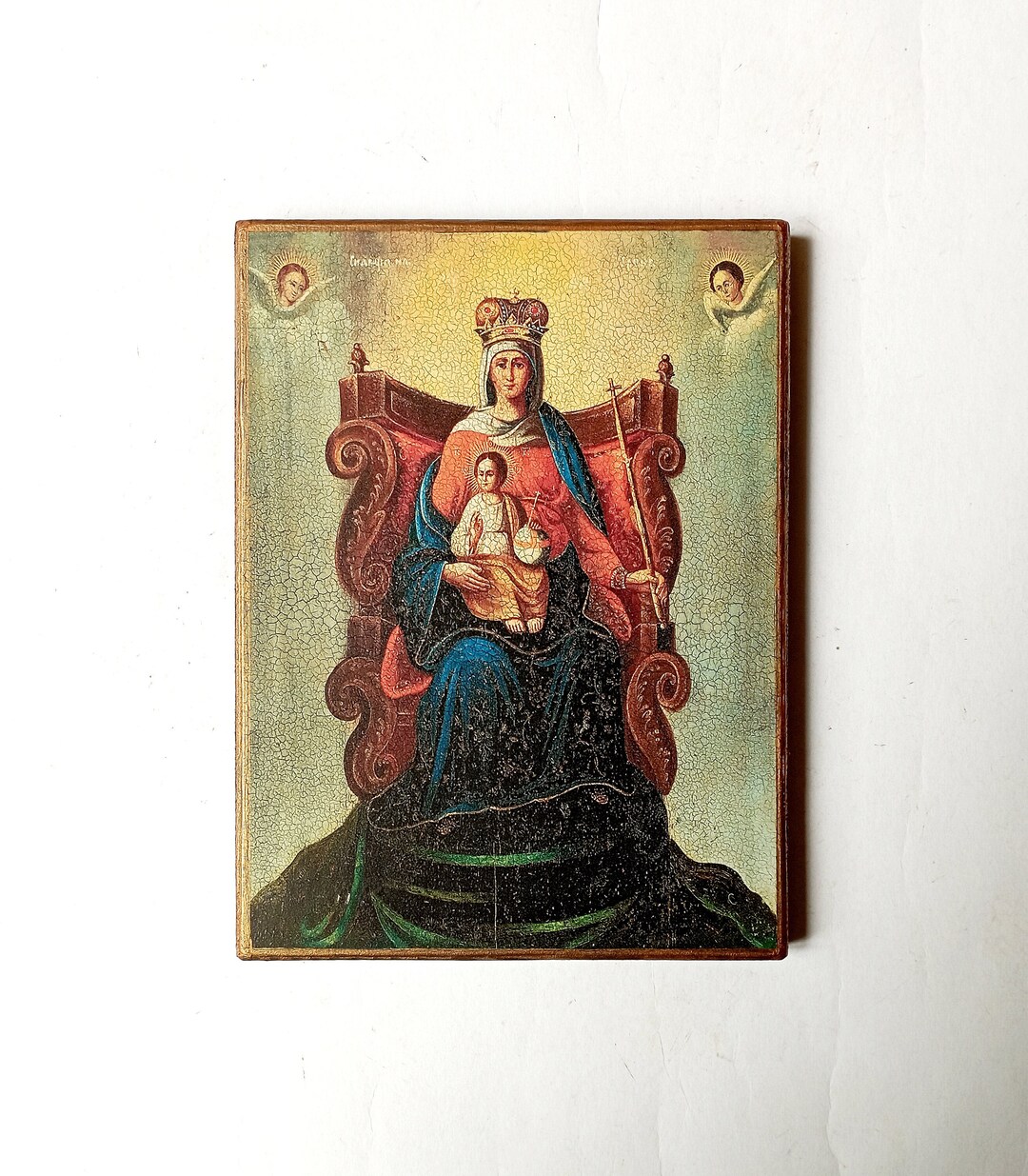 Christian Orthodox Icon of the Mother of God on Throne, Our Lady ...