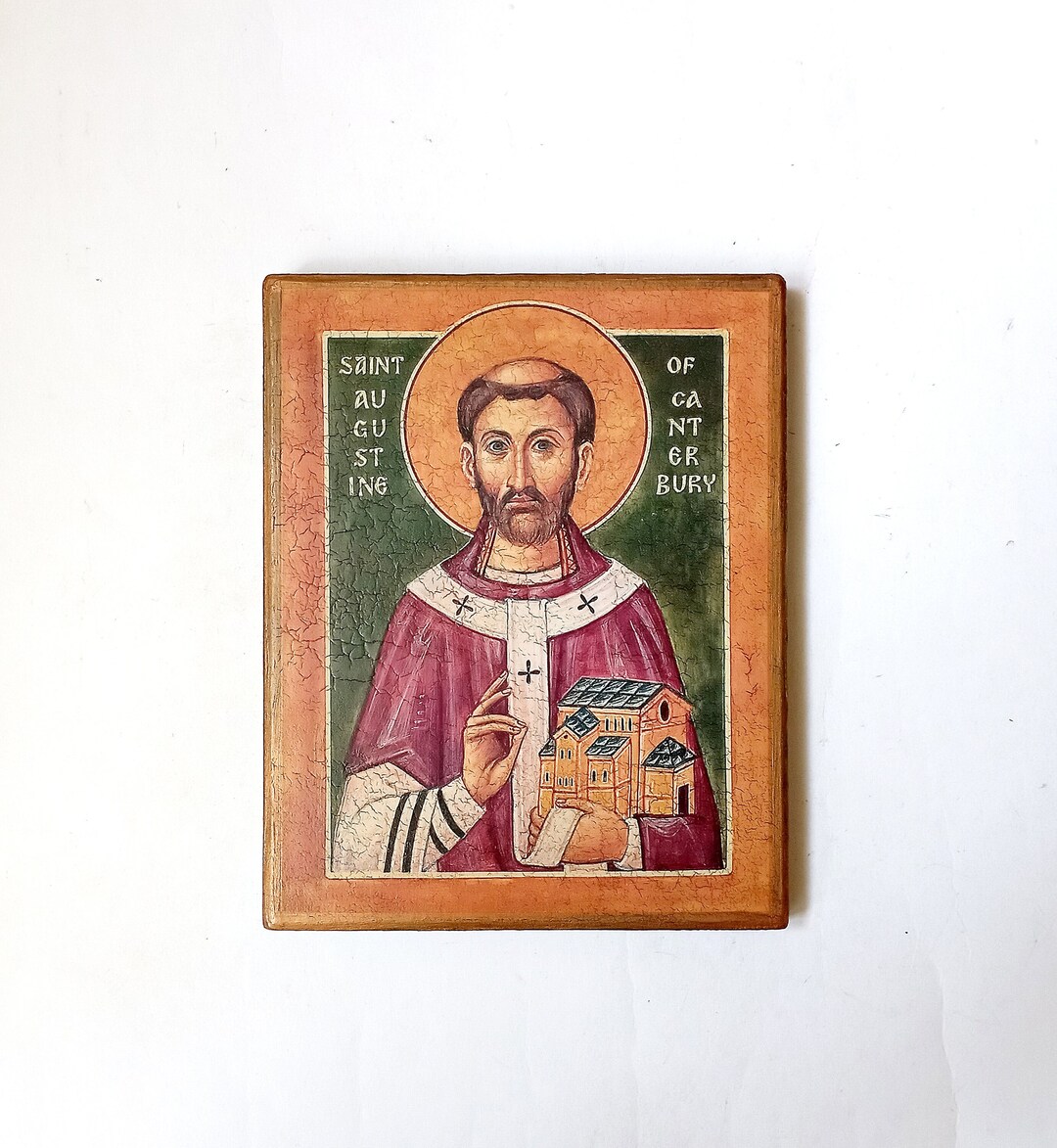 Christian Icon of the Saint Augustine of Canterbury Handmade - Etsy