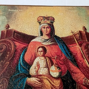 Christian Orthodox Icon of the Mother of God on Throne, Our Lady ...