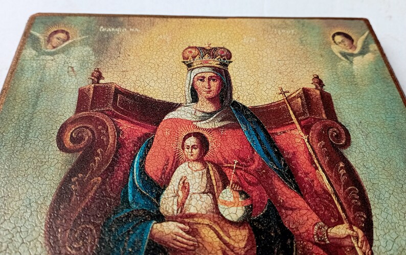 Christian Orthodox Icon of the Mother of God on Throne Our - Etsy
