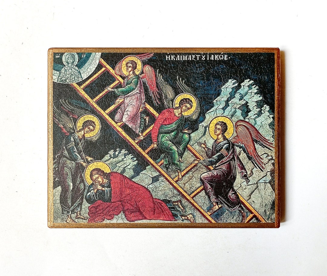 Christian Icon the Jacobs Ladder, Handmade, Wooden Board, 15x19cm - Etsy