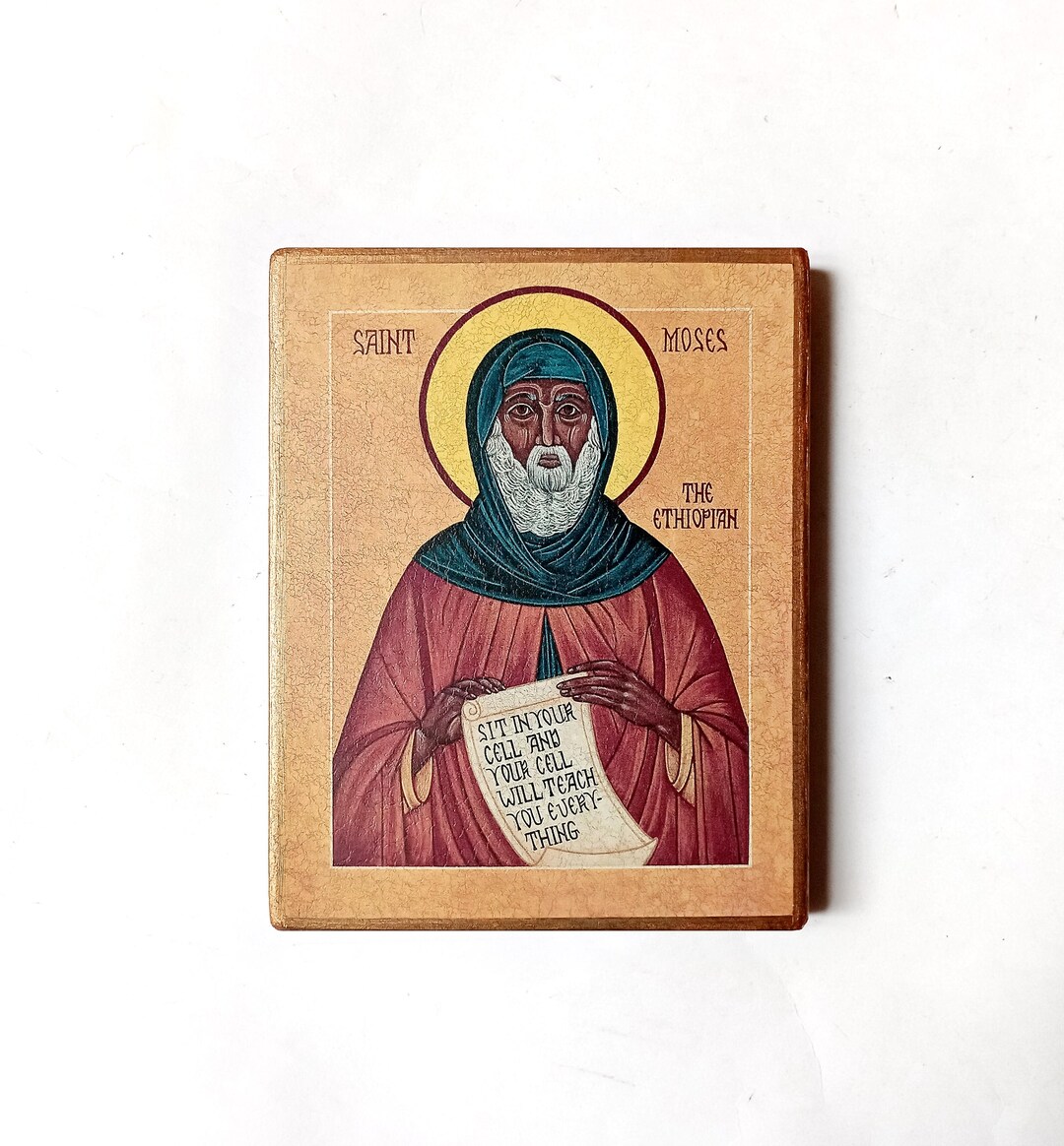 Christian Icon of St Moses the Black, the Ephiopian, Handmade, Wooden ...