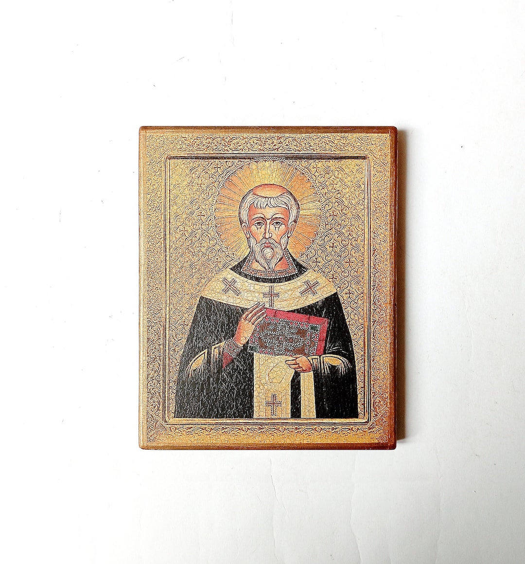 Christian Icon of the Saint Augustine of Hippo, Handmade, Wooden Board ...