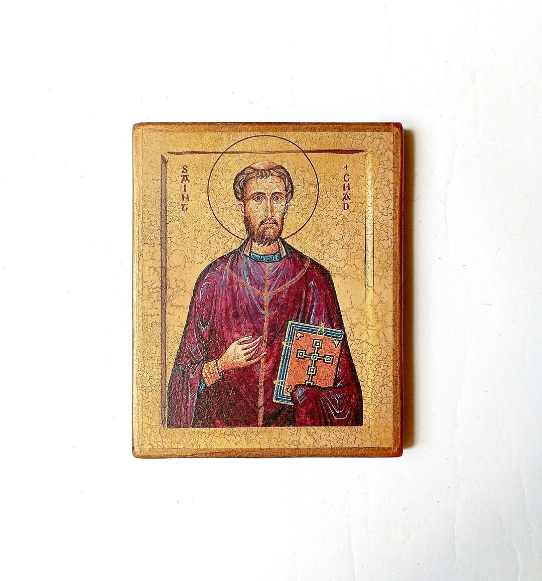 Christian Icon of the Saint Chad of Mercia Handmade Wooden - Etsy