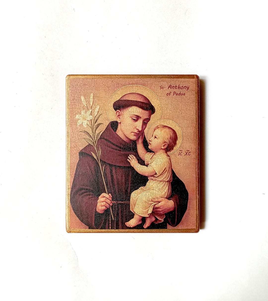 Christian Catholic Icon of the Saint Anthony of Padua, Handmade, Wooden ...