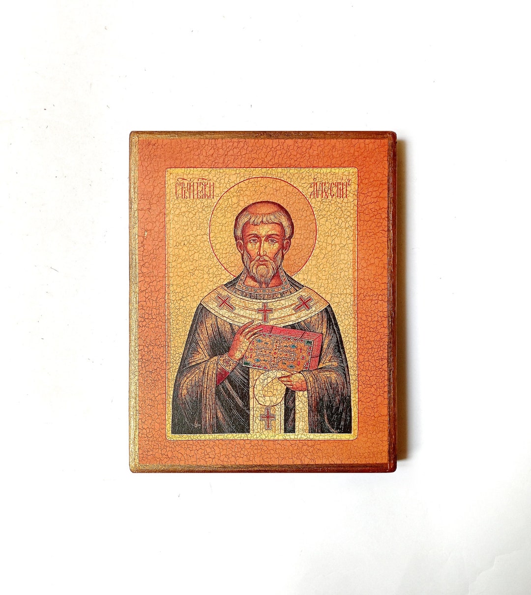 Christian Icon of the Saint Augustine of Hippo, Handmade, Wooden Board ...