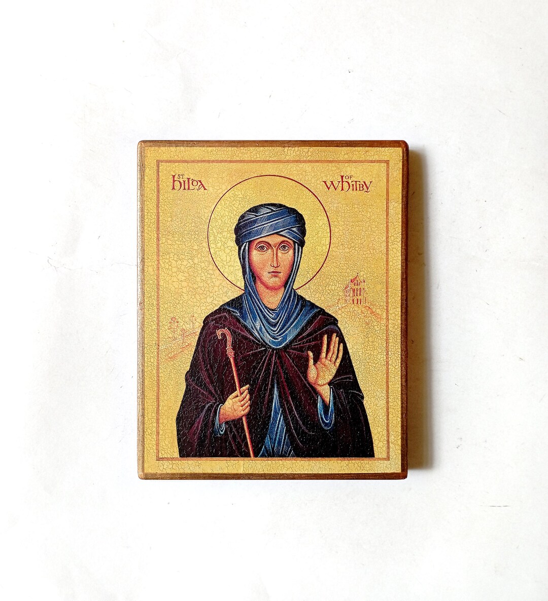 Christian Icon of the Saint Hilda of Whitby, Handmade, Wooden Board ...