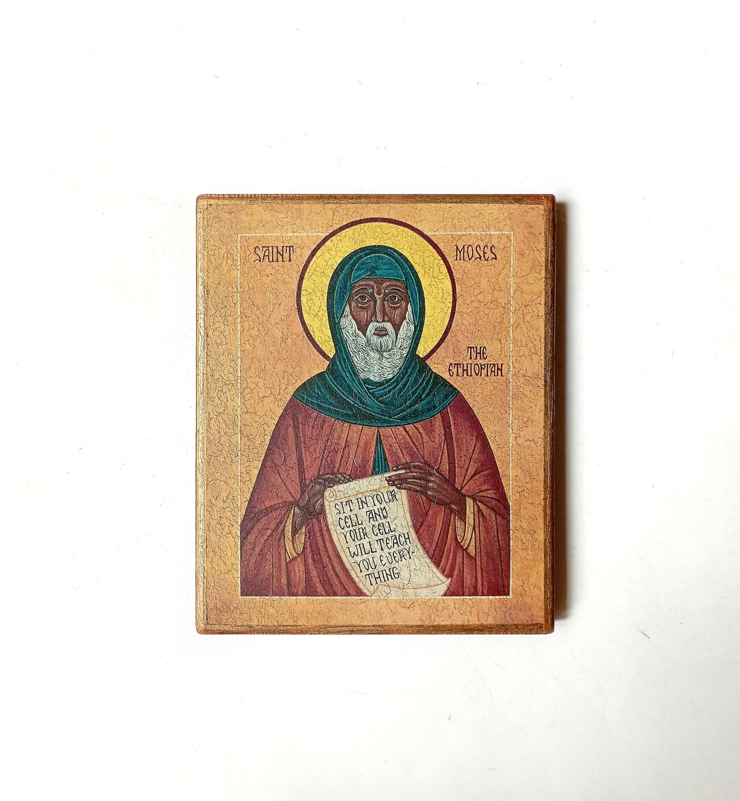 Christian Icon of St Moses the Black, the Ephiopian, Handmade, Wooden ...