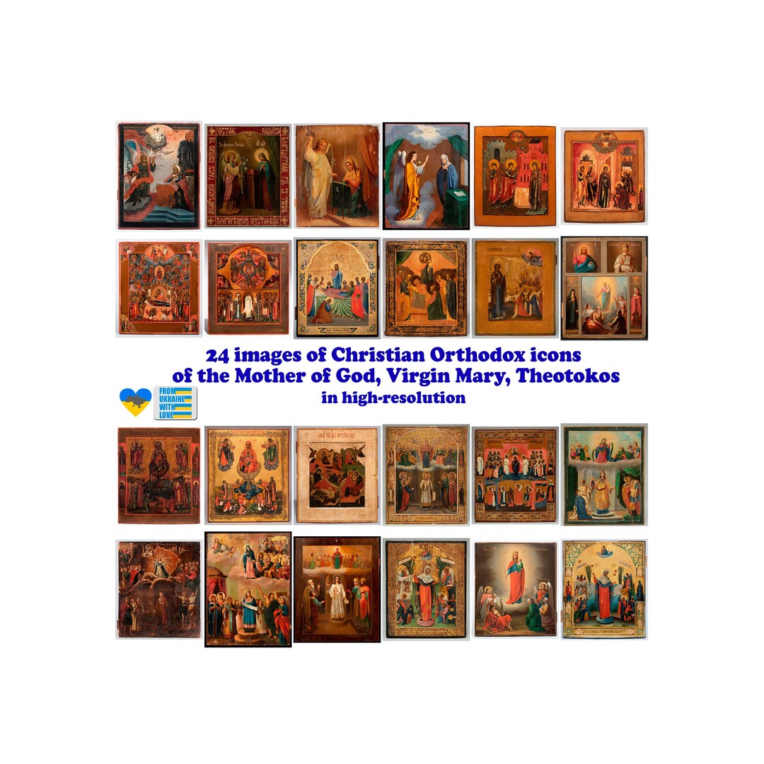 24pcs Mother of God, Virgin Mary & Child, Theotokos, Christian Orthodox ...