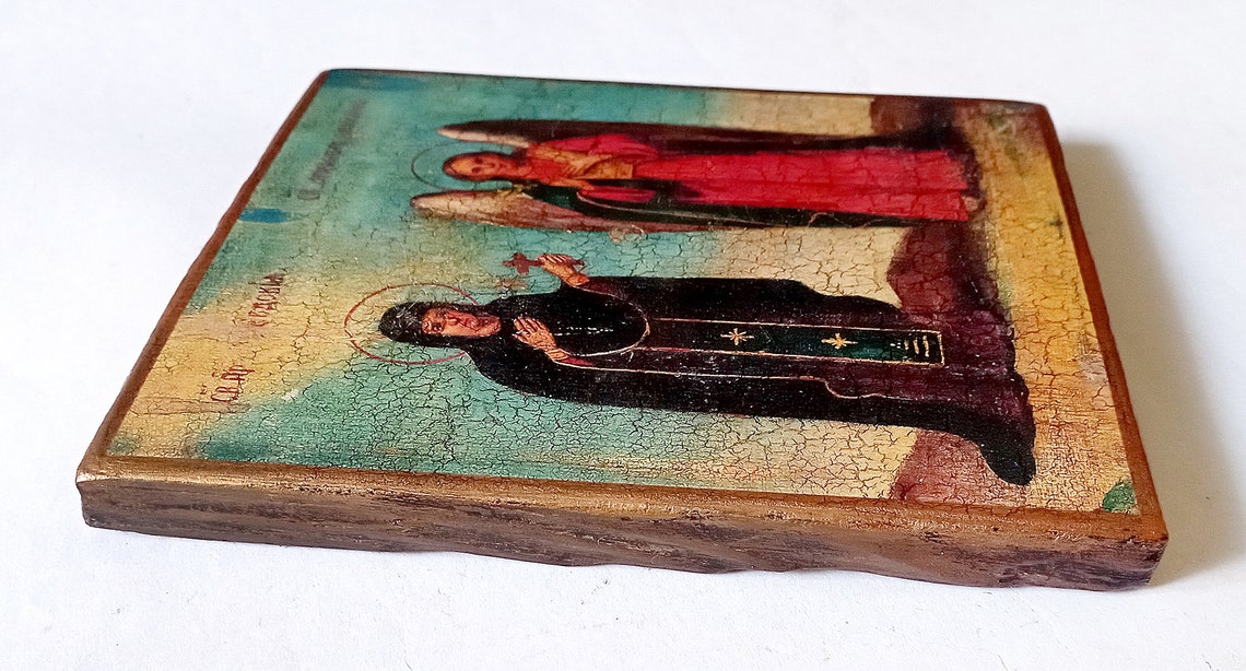Christian Orthodox Icon Two Saints - the Archangel Michael and Saint ...