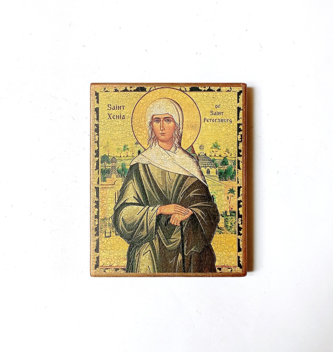 Christian Icon of the Saint Xenia of Saint Petersburg, Handmade, Wooden ...