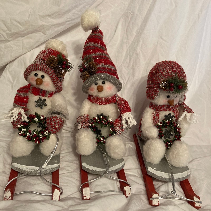 Stuffed Snowman on Sled - Etsy
