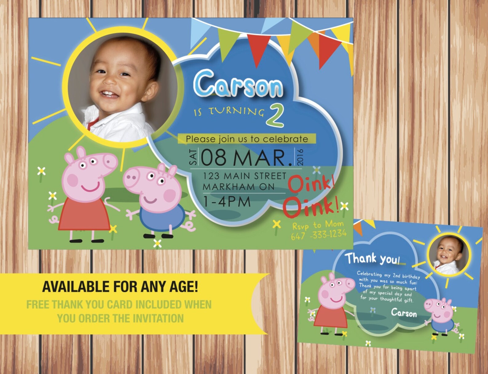 Peppa Pig Invitation - Peppa Pig Birthday Party Invitation - Peppa Pig ...