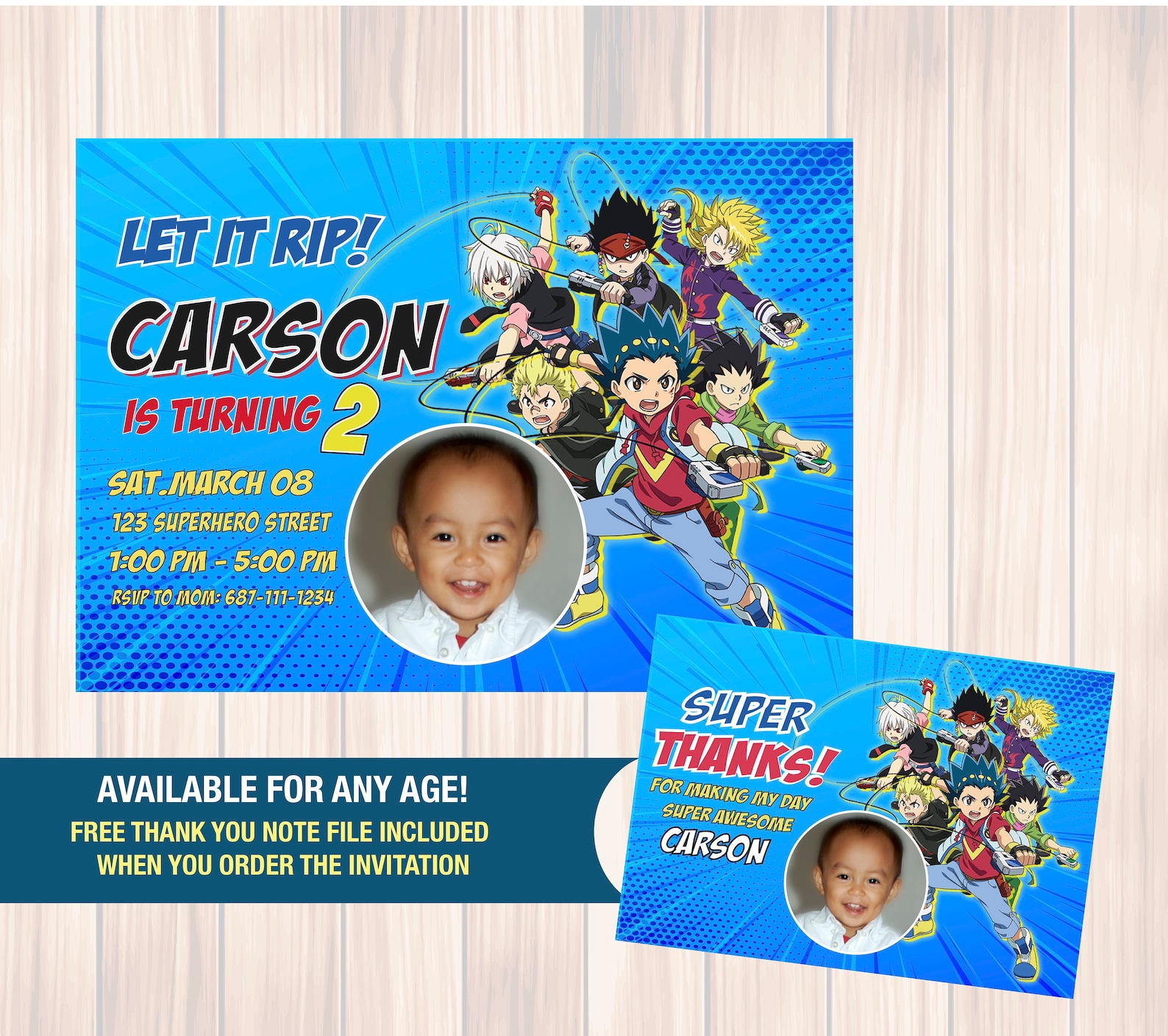 Beyblade Invitation, Beyblade Birthday, Beyblade Burst Party, Blader ...