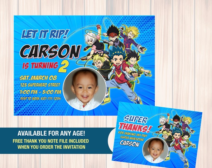 Digital Beyblade DIY EDITABLE Birthday Party Invitation PDF Instant ...
