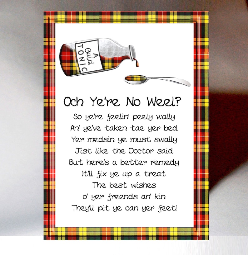 Scottish Get Well Soon Card Medsin WWGW04 - Etsy