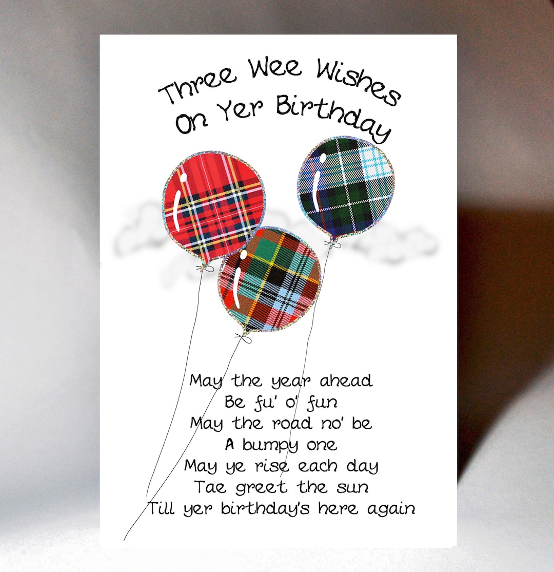 Scottish Birthday Balloons Card WWBD35 - Etsy UK