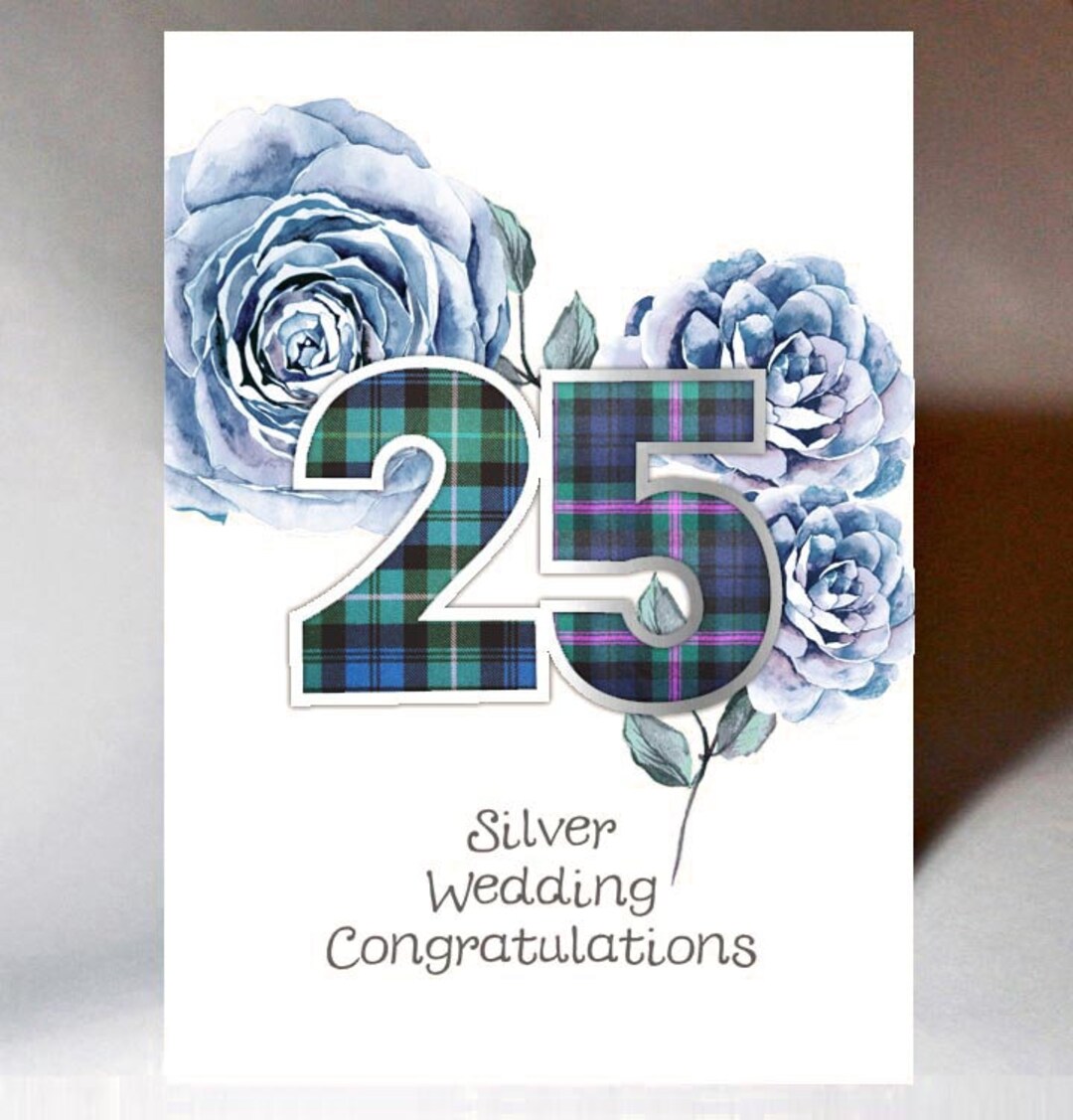 Silver Wedding Anniversary Number Card WWAN25 - Etsy