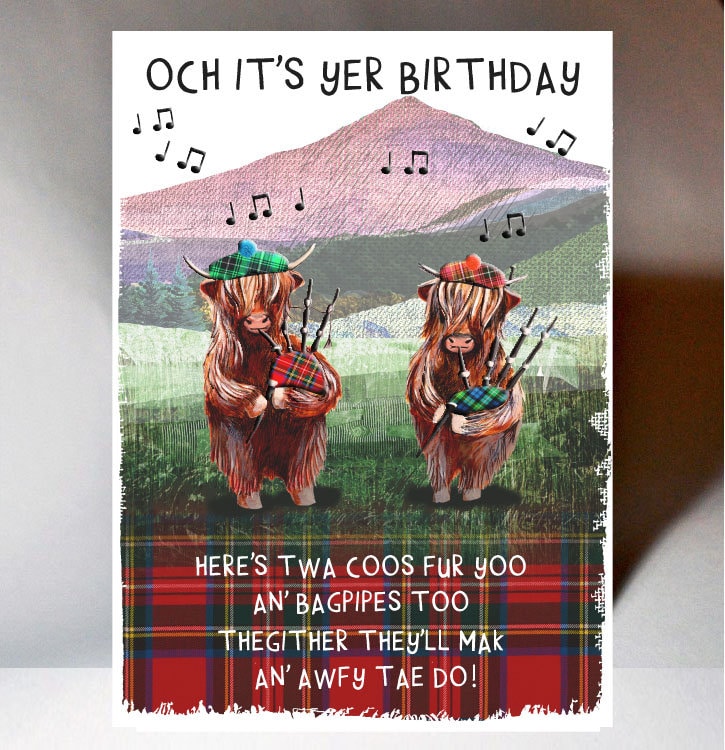 Birthday Coos With Bagpipes Card WWBD143 - Etsy UK