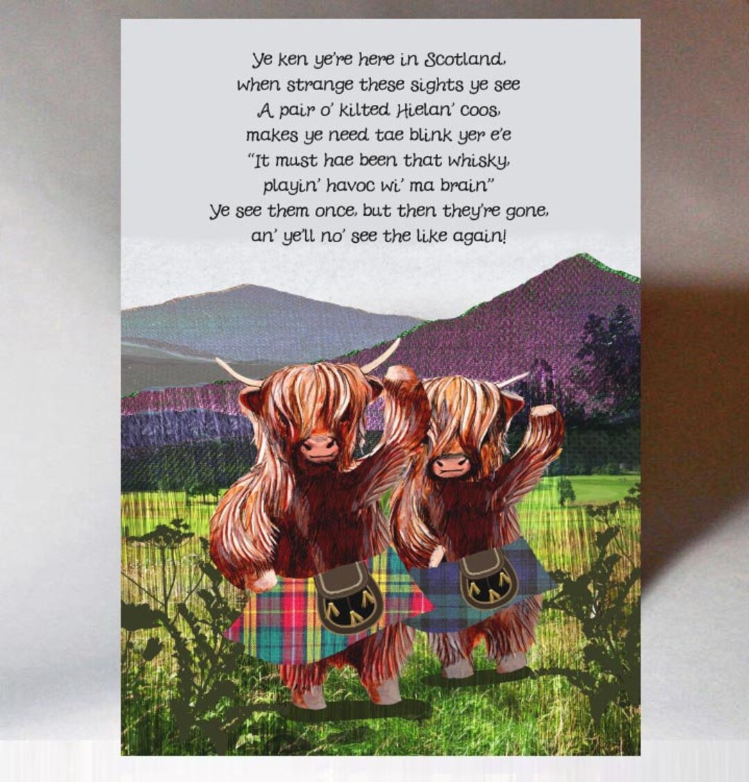 Greetings Kilted Heilan Coos Card WWGR37 - Etsy UK