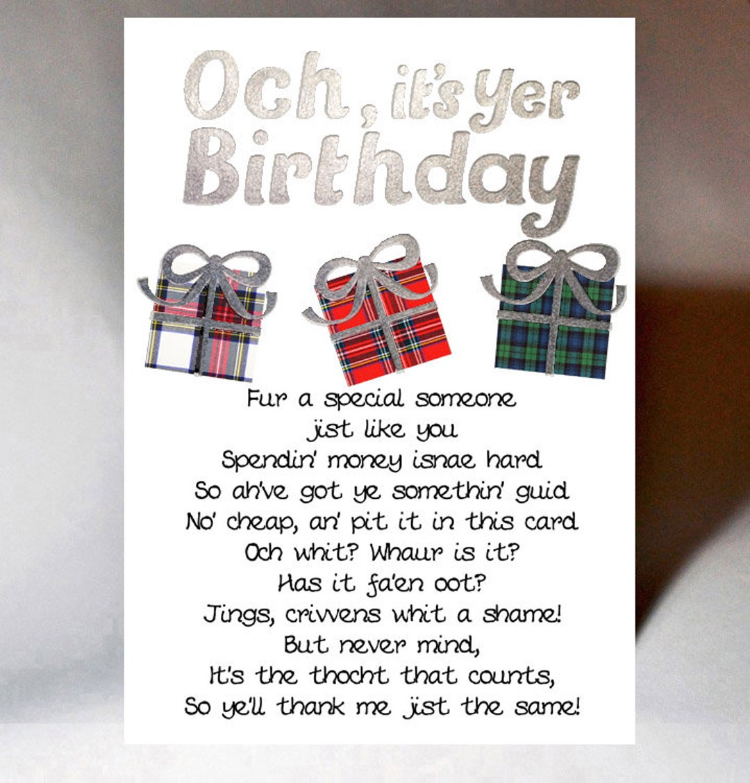 Scottish Birthday Card Poem Parcel WWBD62 - Etsy