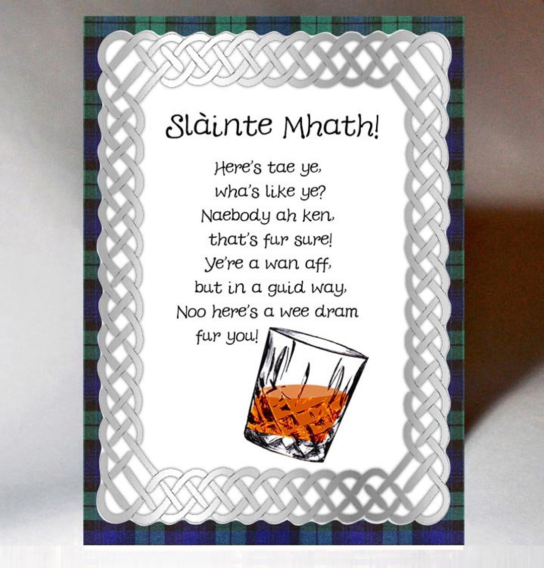 Slainte Mhath Here's Tae Ye Card WWBD230 - Etsy