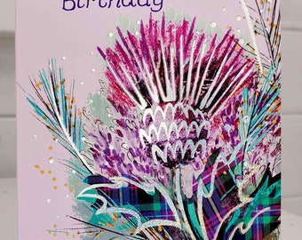 Embroidered Ekard Scottish Thistle Birthday Card - Etsy