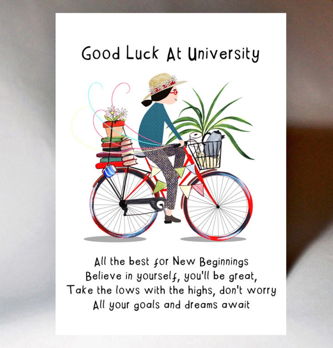 Good Luck at University Bicycle Card WWGL03 - Etsy
