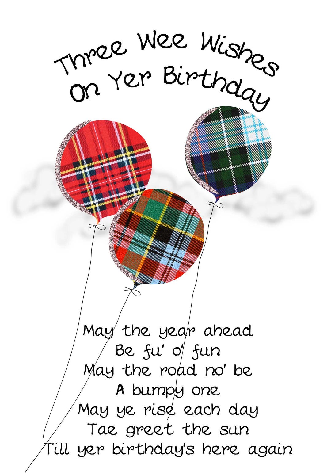 Scottish Birthday Balloons Card WWBD35 - Etsy