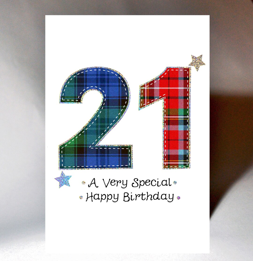 Tartan Number 21 Birthday Card WWTN21 - Etsy