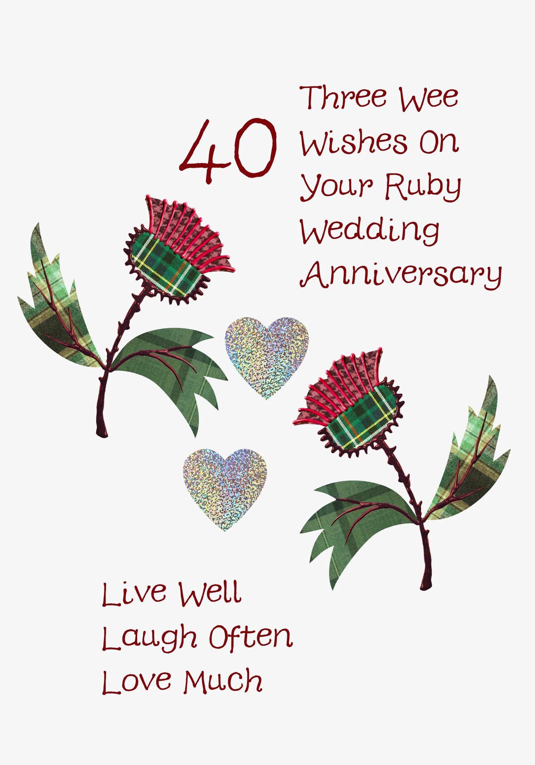 Scottish Ruby Wedding Anniversary Card Thistle WWWE28 - Etsy