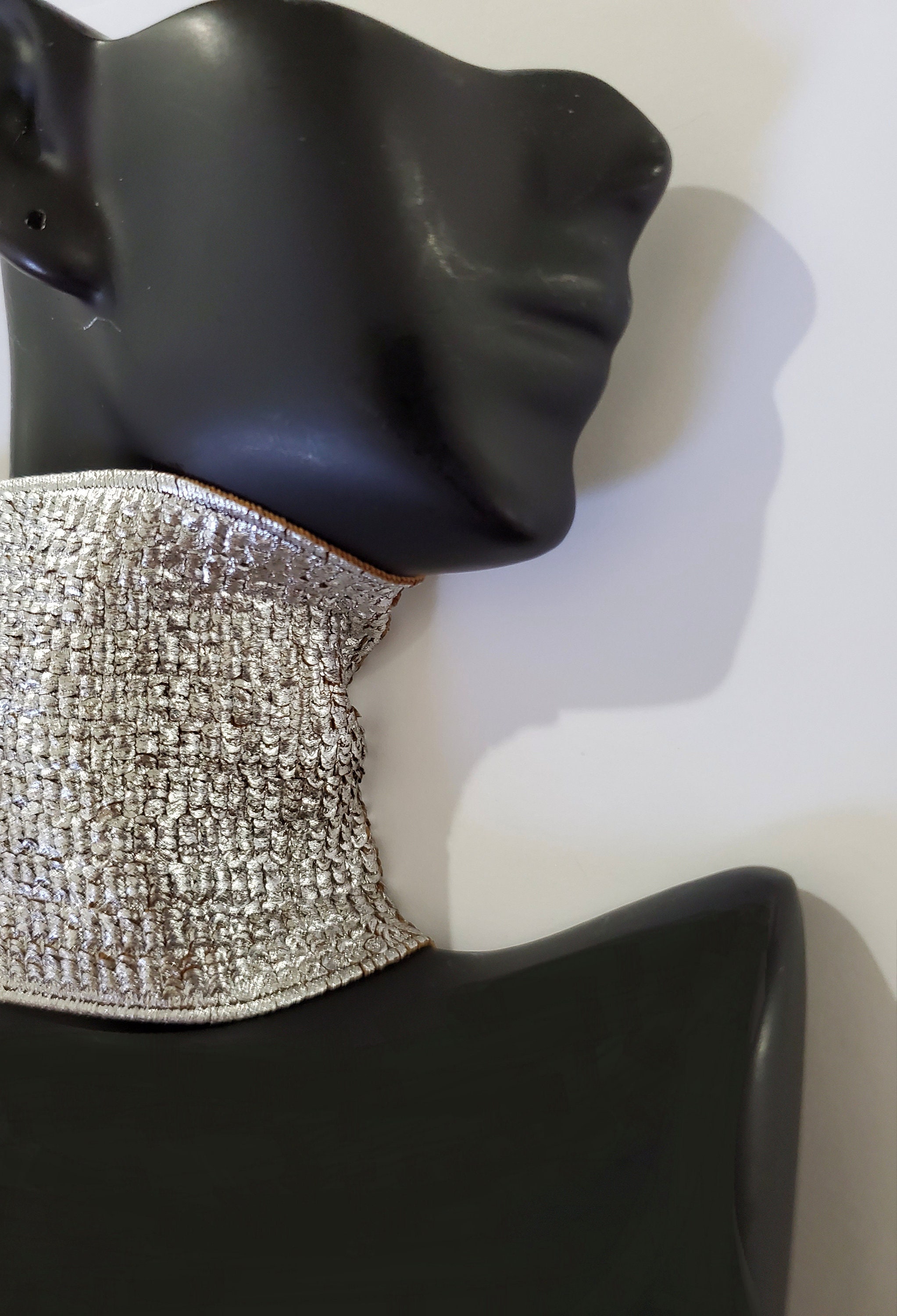 Gold Elastic Choker / Wide Choker / Silver Choke / Gold - Etsy