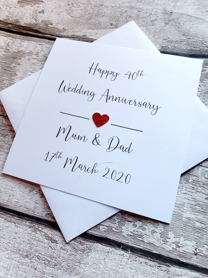 40th Wedding Anniversary Card For Parents Personalised 40th Etsy 40th Wedding Anniversary Card For Parents Personalised 40th Etsy