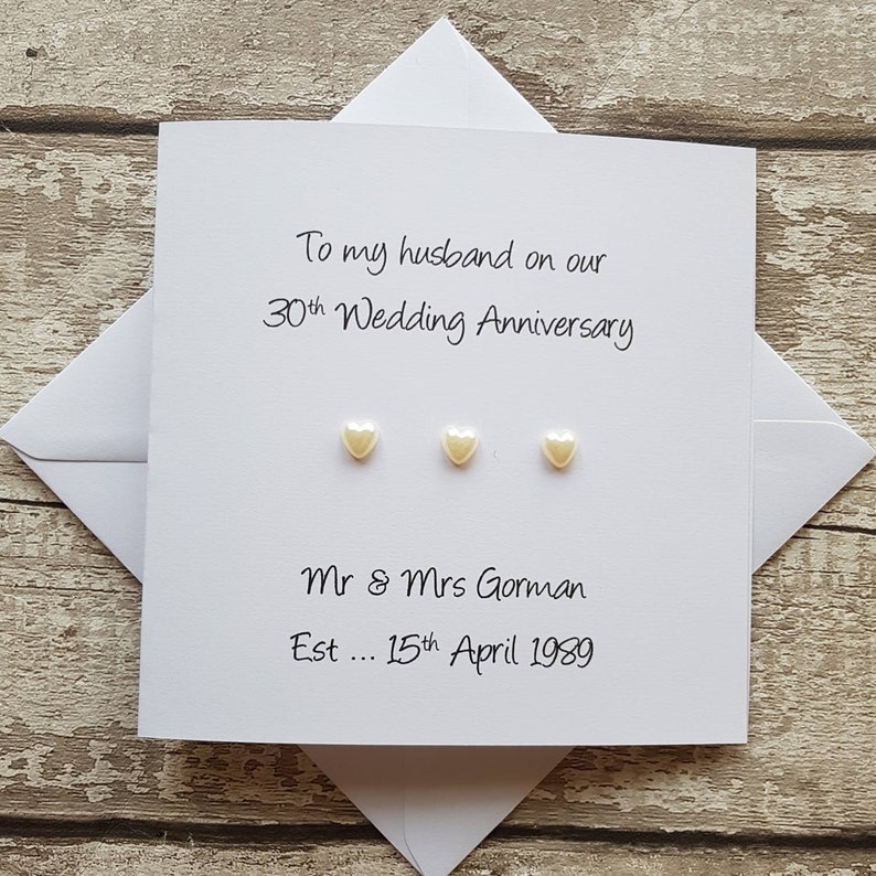 30th Pearl Wedding Anniversary Card For Husband Or Wife Etsy