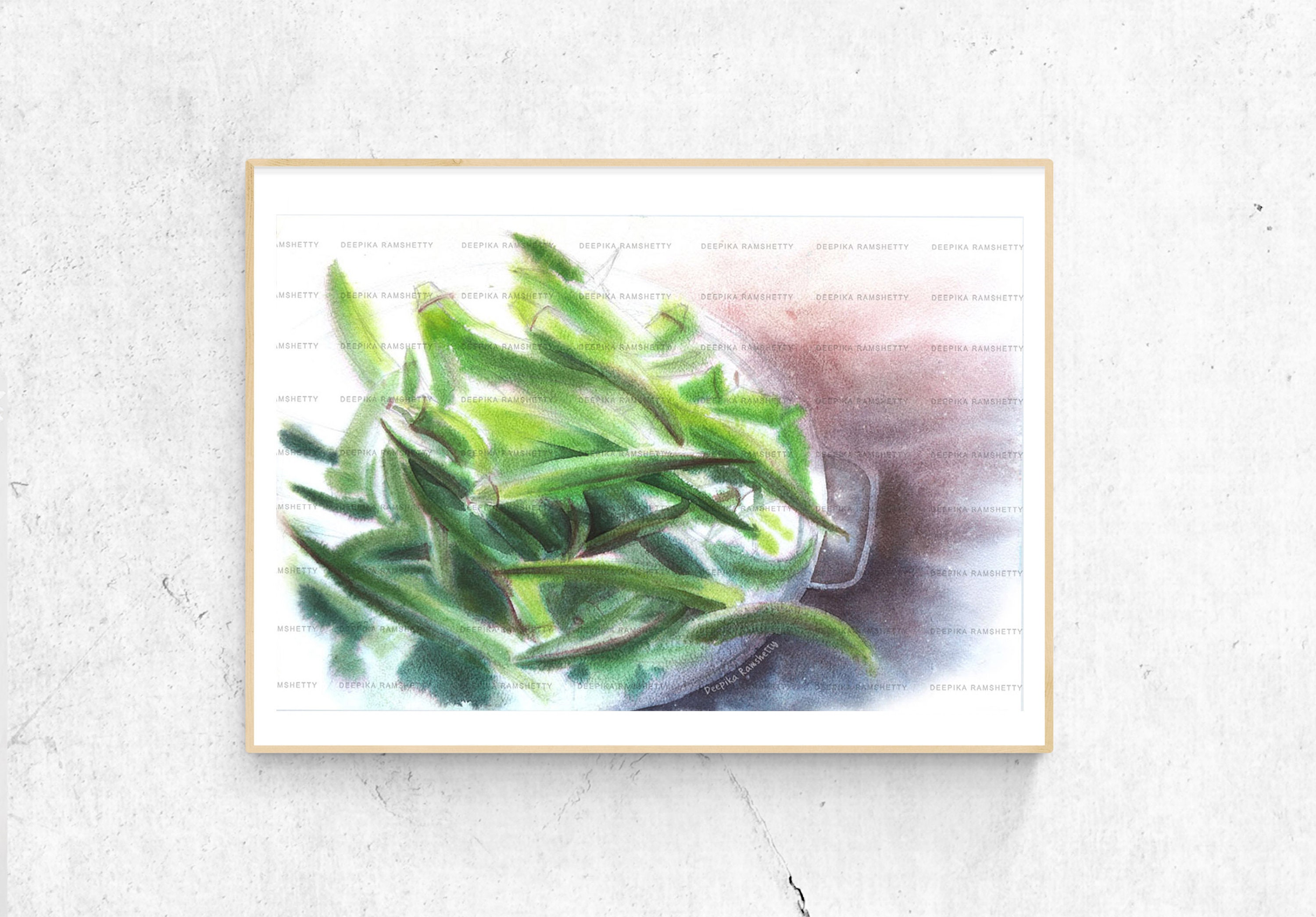 Download Okra print Watercolor vegetable poster Kitchen wall | Etsy
