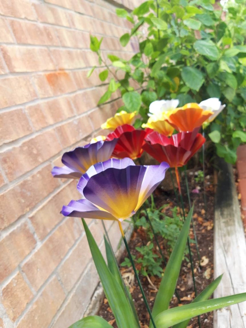Limited Time California Poppy Metal Garden Stake: Hand-painted Yard Art ...