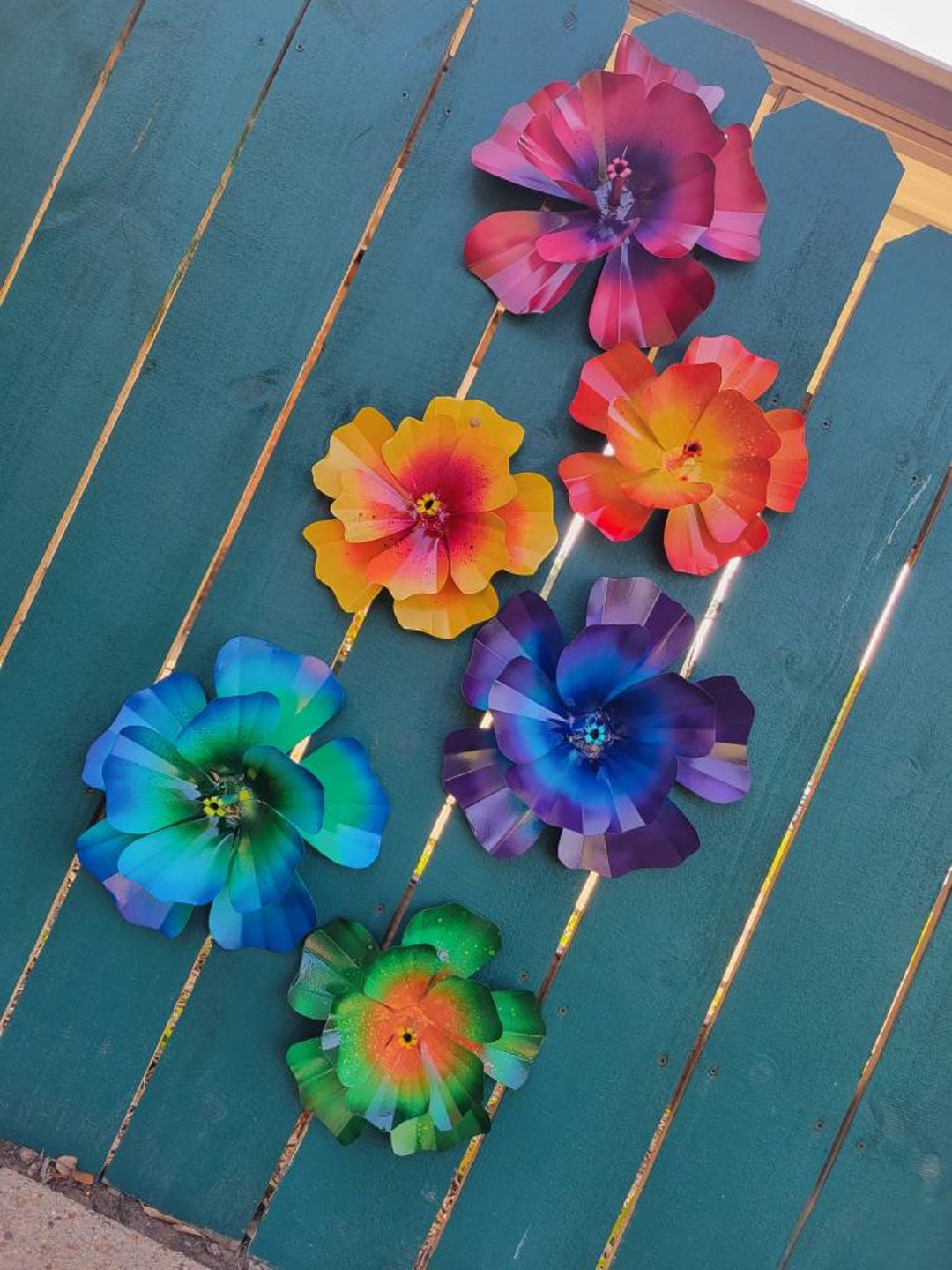Colorful Metal Hibiscus Flowers: Fence & Wall Decoration - Etsy