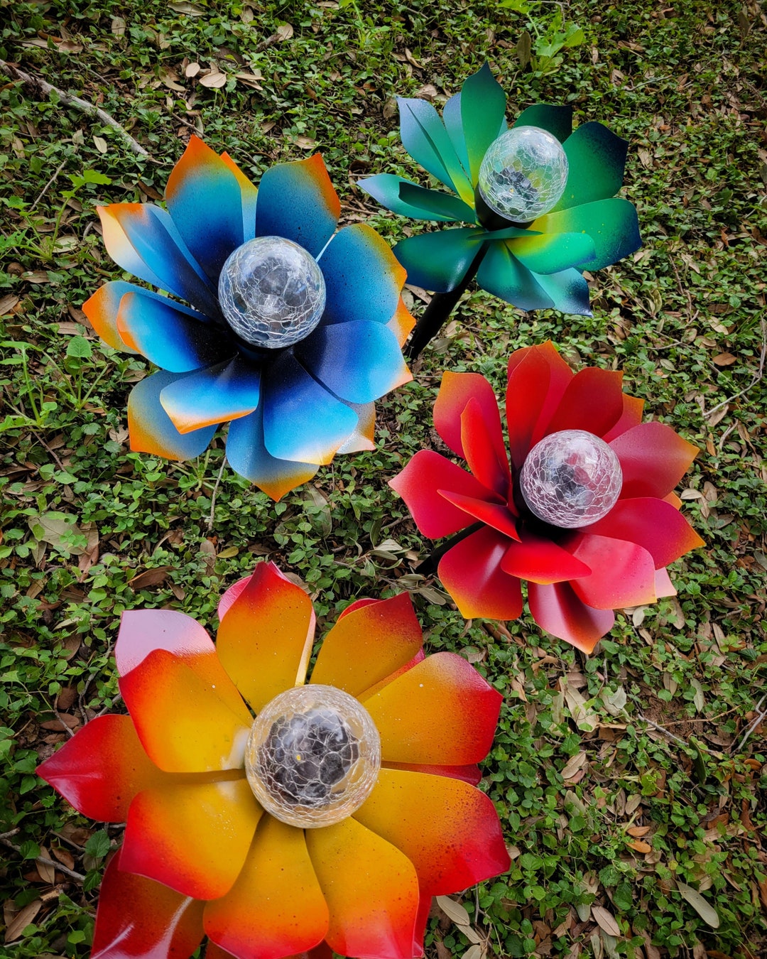 Metal Flower Solar Light, Metal Garden Art, Metal Art, Garden Decor ...