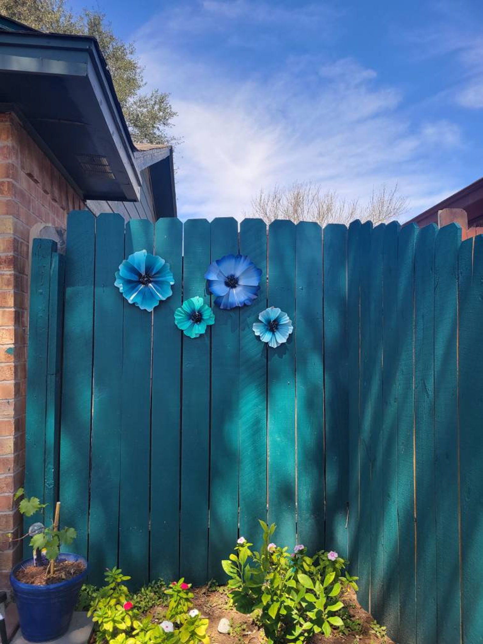 Metal Cosmo Flower Fence Flower Garden Art Metal Garden - Etsy